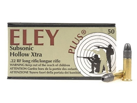 Eley Hollow Xtra Plus Ammo 22 Long Rifle Subsonic 40 Grain Lead Hollow