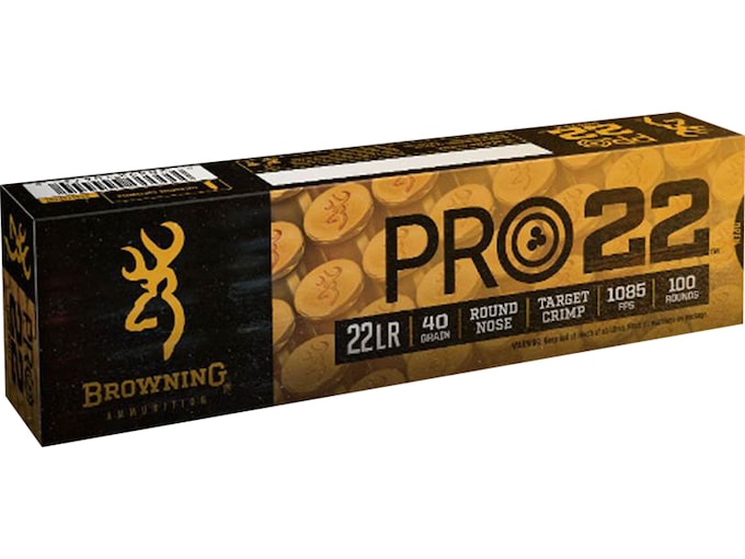 Browning Pro22 Ammo 22 Long Rifle 40 Grain Lead Round Nose Box of 100