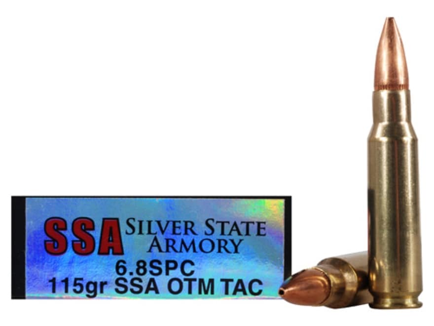 Silver State Armory Ammo 6.8mm Remington SPC 115 Grain Open Tip Match