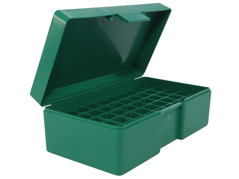 RCBS Flip-Top Ammo Box 357 Sig 40 S&W 45 ACP 50-Round Plastic Green