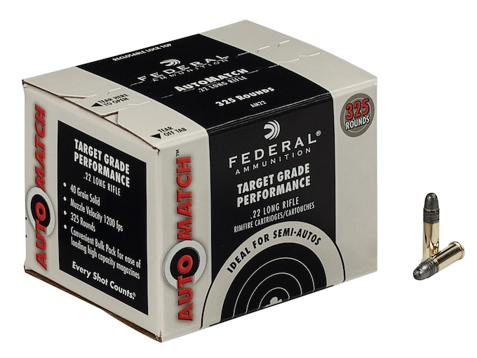 Federal AutoMatch Target Ammo 22 Long Rifle 40 Grain Lead Round Nose