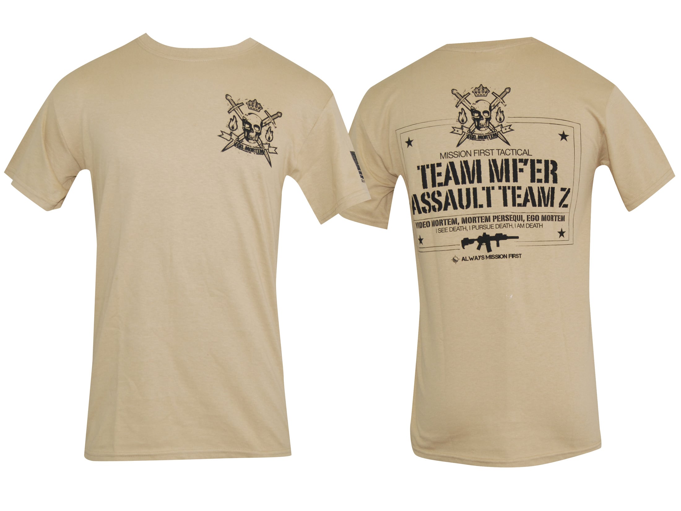 Mission First Tactical Zombie T-Shirt Short Sleeve Cotton Tan Small
