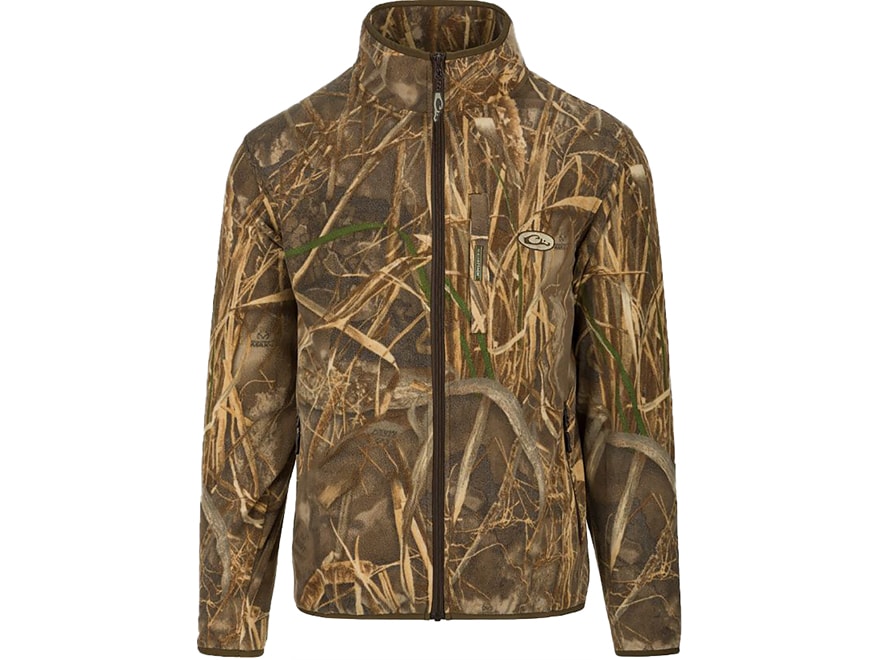 Drake Men's Camp Fleece Full-Zip Jacket Realtree Max-7 XL