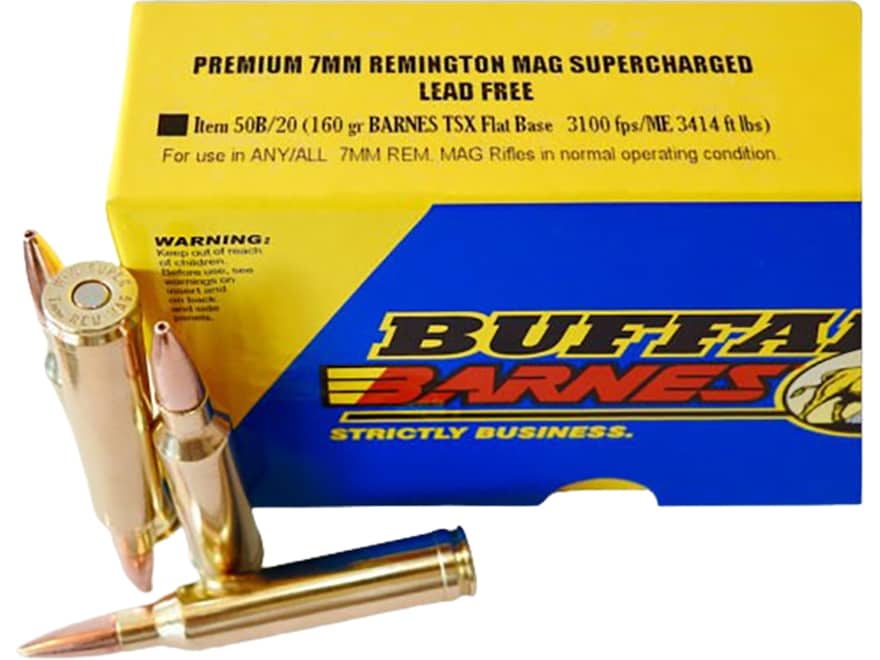 Buffalo Bore Supercharged 7mm Remington Mag Ammo 160 Grain Barnes TSX