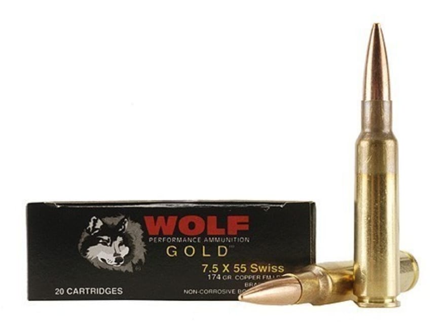 Wolf Gold Ammo 7.5mm Schmidt-Rubin (7.5x55mm Swiss) 174 Grain Full