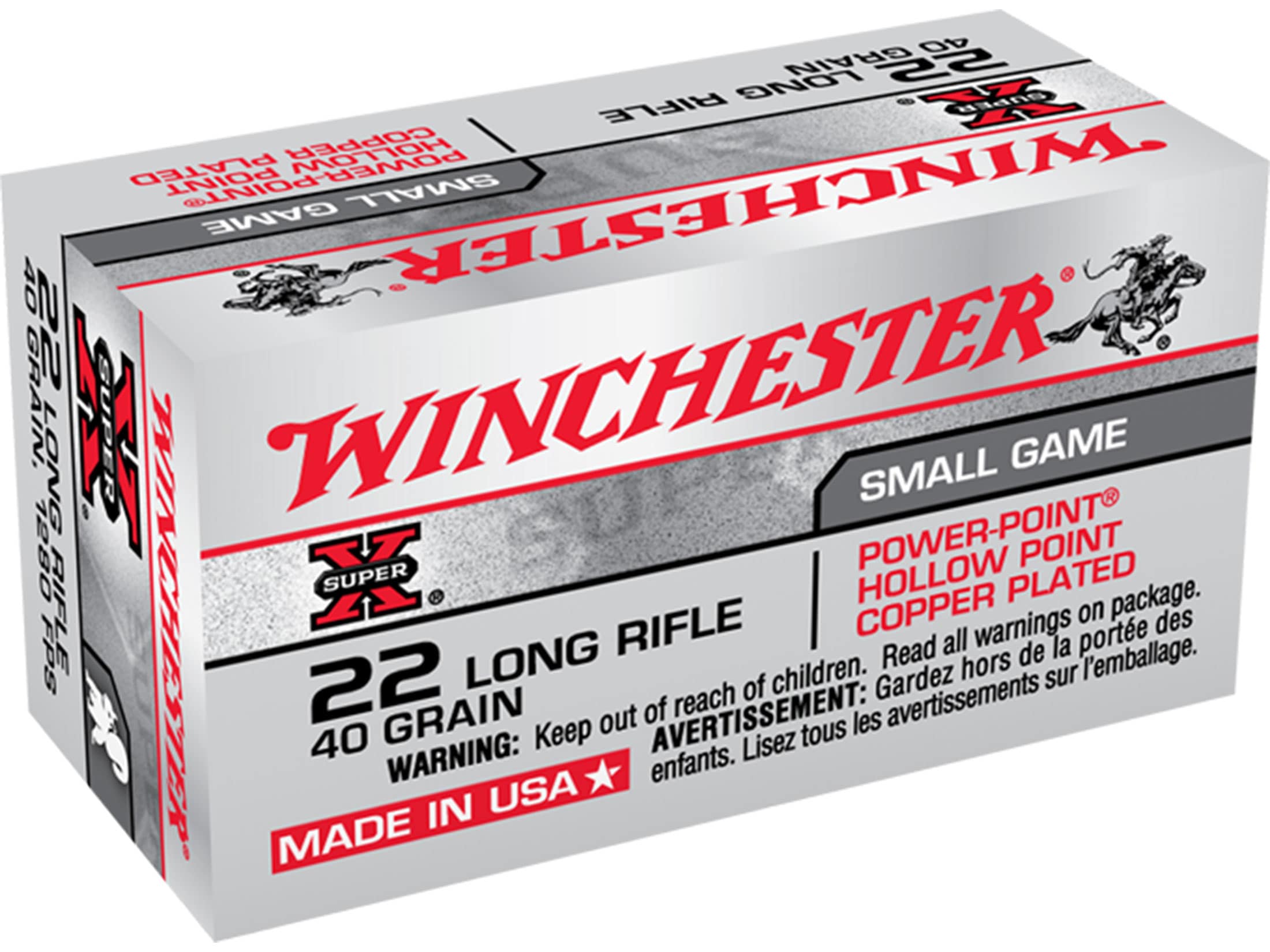 Winchester Super-X High Velocity 22LR Ammo 40 Grain Plated Hollow