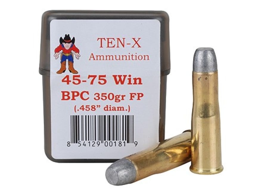 Ten-X Cowboy Ammo 45-75 WCF 350 Grain Round Nose Flat Point BPC Box of
