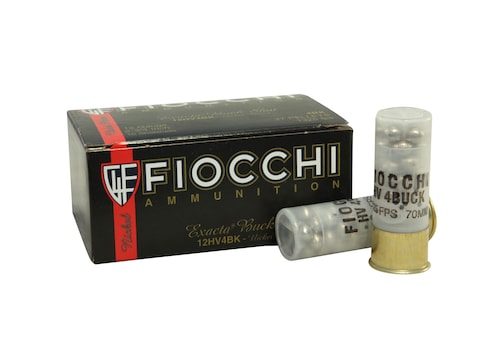 Fiocchi Exacta Ammo 12 Ga 2-3/4 #4 Buckshot 27 Nickel Plated Pellets