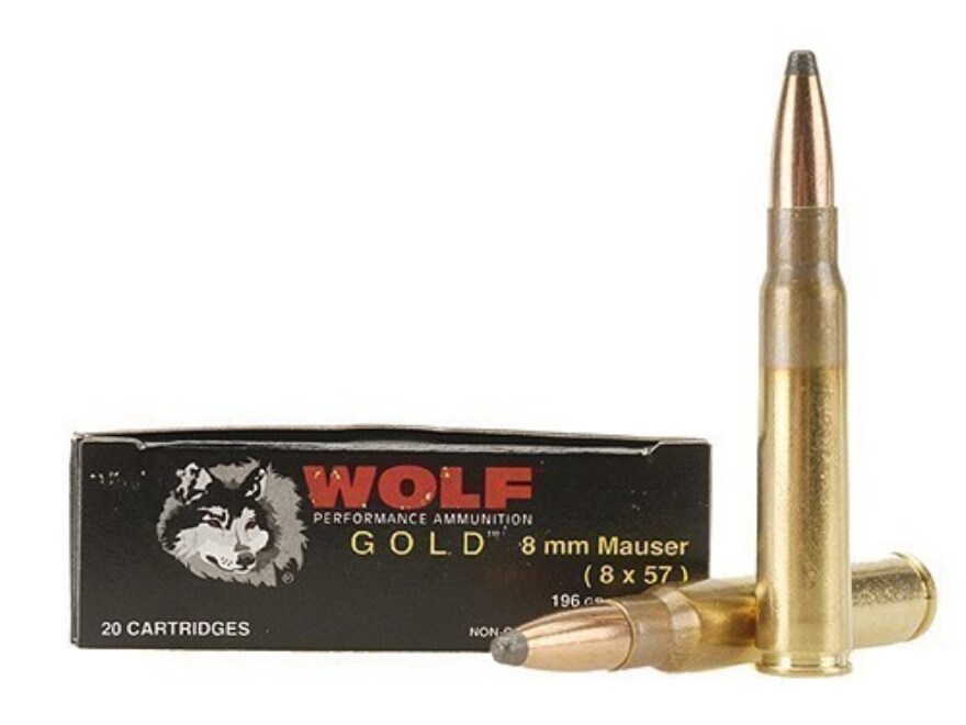 Wolf Gold Ammo 8x57mm JS Mauser (8mm Mauser) 196 Grain Soft Point Box