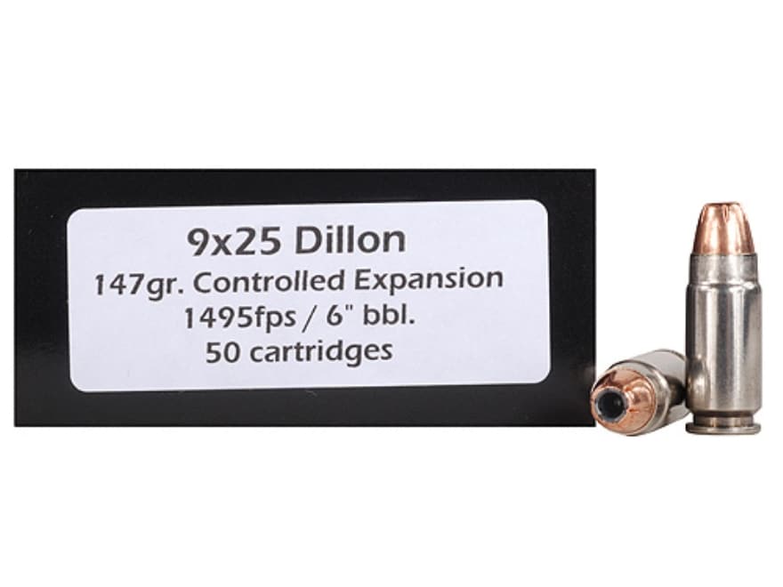 DoubleTap 9x25mm Dillon Ammo 147 Grain Jacketed Hollow Point Box of 50