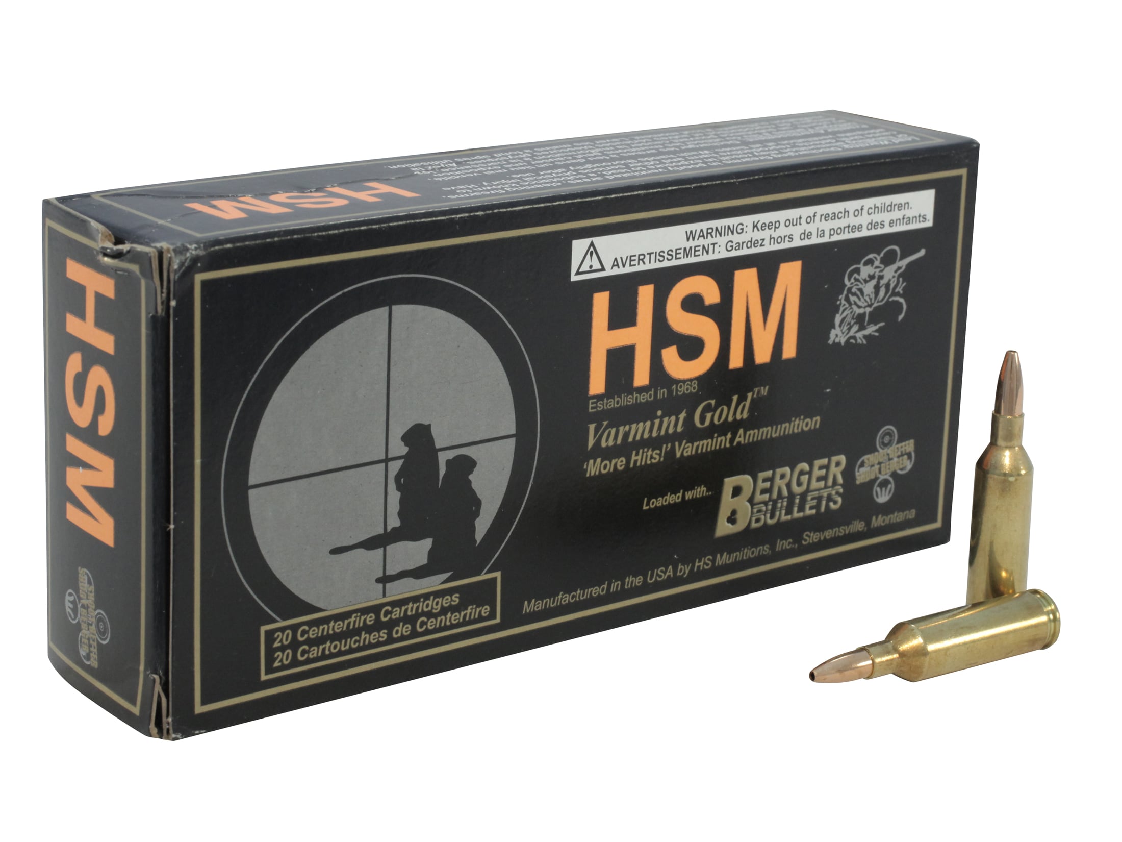 HSM Varmint Gold 17 Remington Fireball Ammo 25 Grain Berger Varmint
