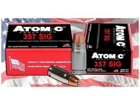 Atomic Ammo 357 Sig 147 Grain Bonded Jacketed Hollow Point Box of 20