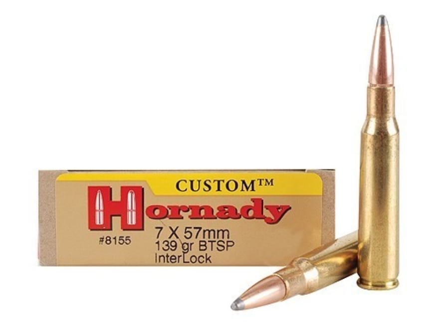 Hornady Custom Ammo 7x57mm Mauser (7mm Mauser) 139 Grain InterLock
