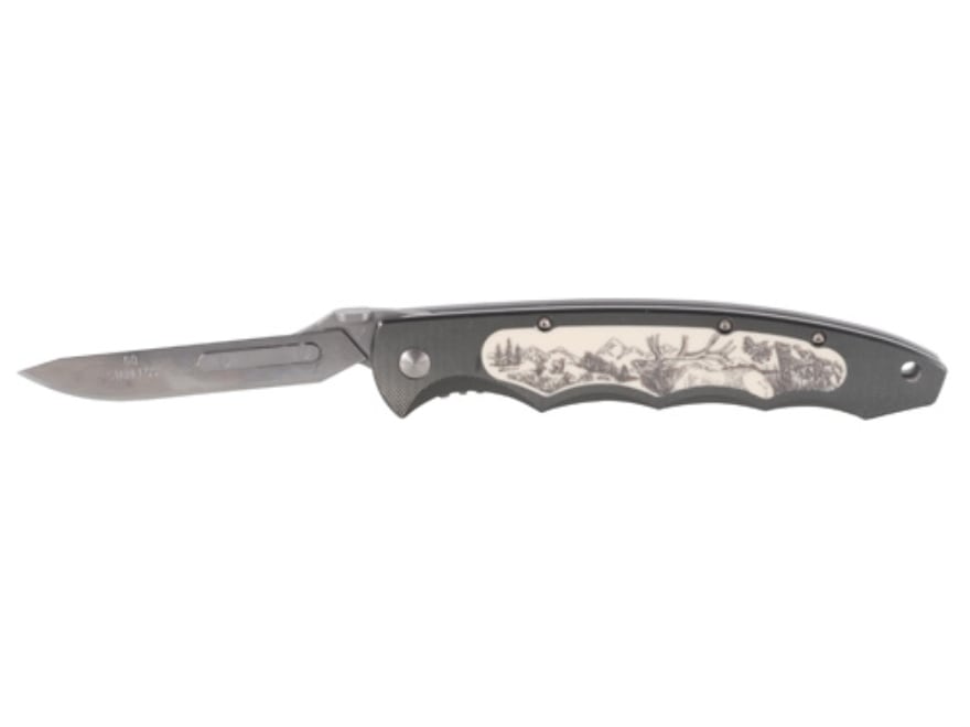 Havalon Piranta Elk Folding Skinning Knife Aluminum Handle Black
