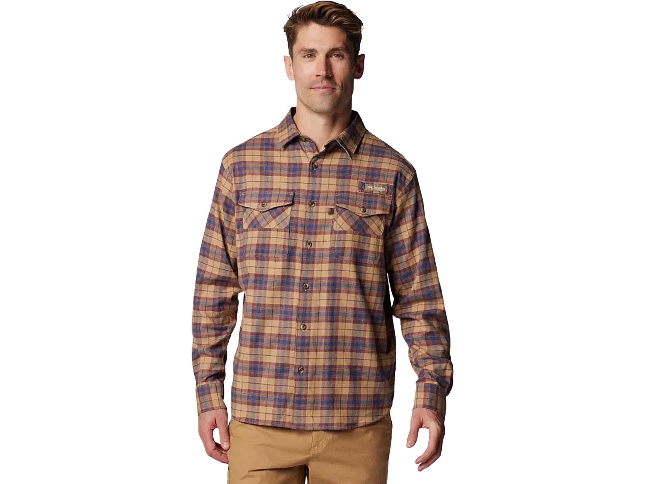 Columbia Men's Roughtail Stretch Flannel Shirt Cordovan Ombre Tartan