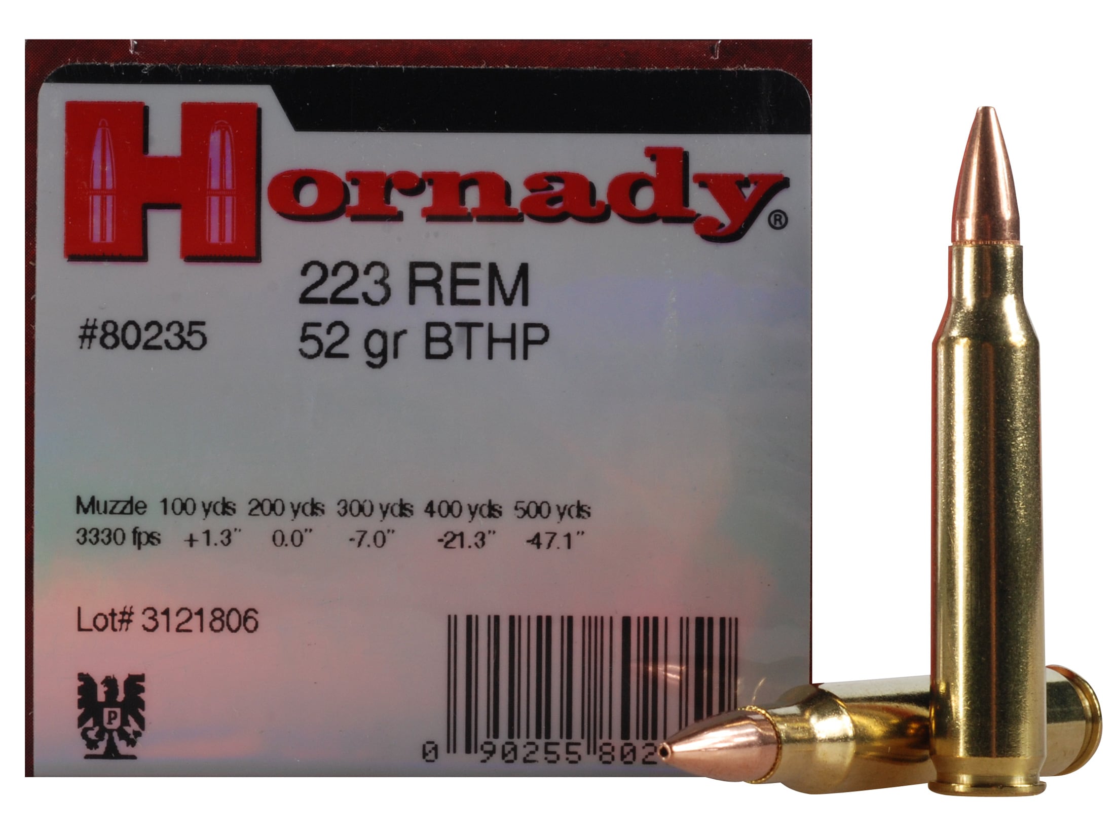 Hornady Match 223 Remington Ammo 52 Grain Jacketed Hollow Point Box of