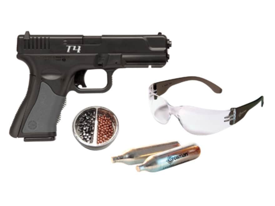 Crosman T4 Air Pistol Kit 177 Cal BB Pellet Polymer Stock Black