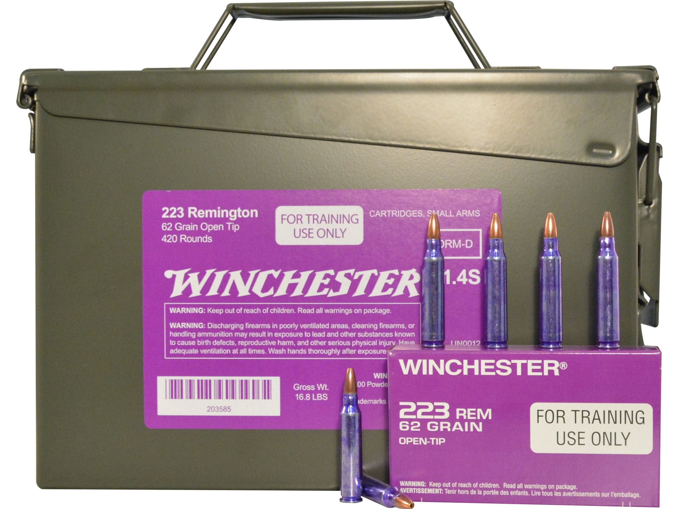 Winchester LE Training 223 Remington Ammo 62 Grain Jacketed Hollow