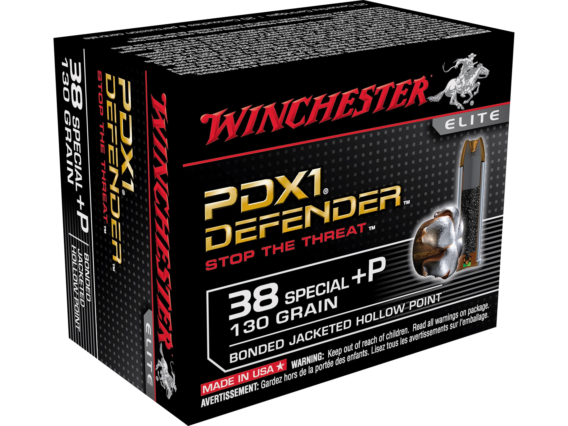Winchester Defender Ammo 38 Special +P 130 Grain Bonded Jacketed