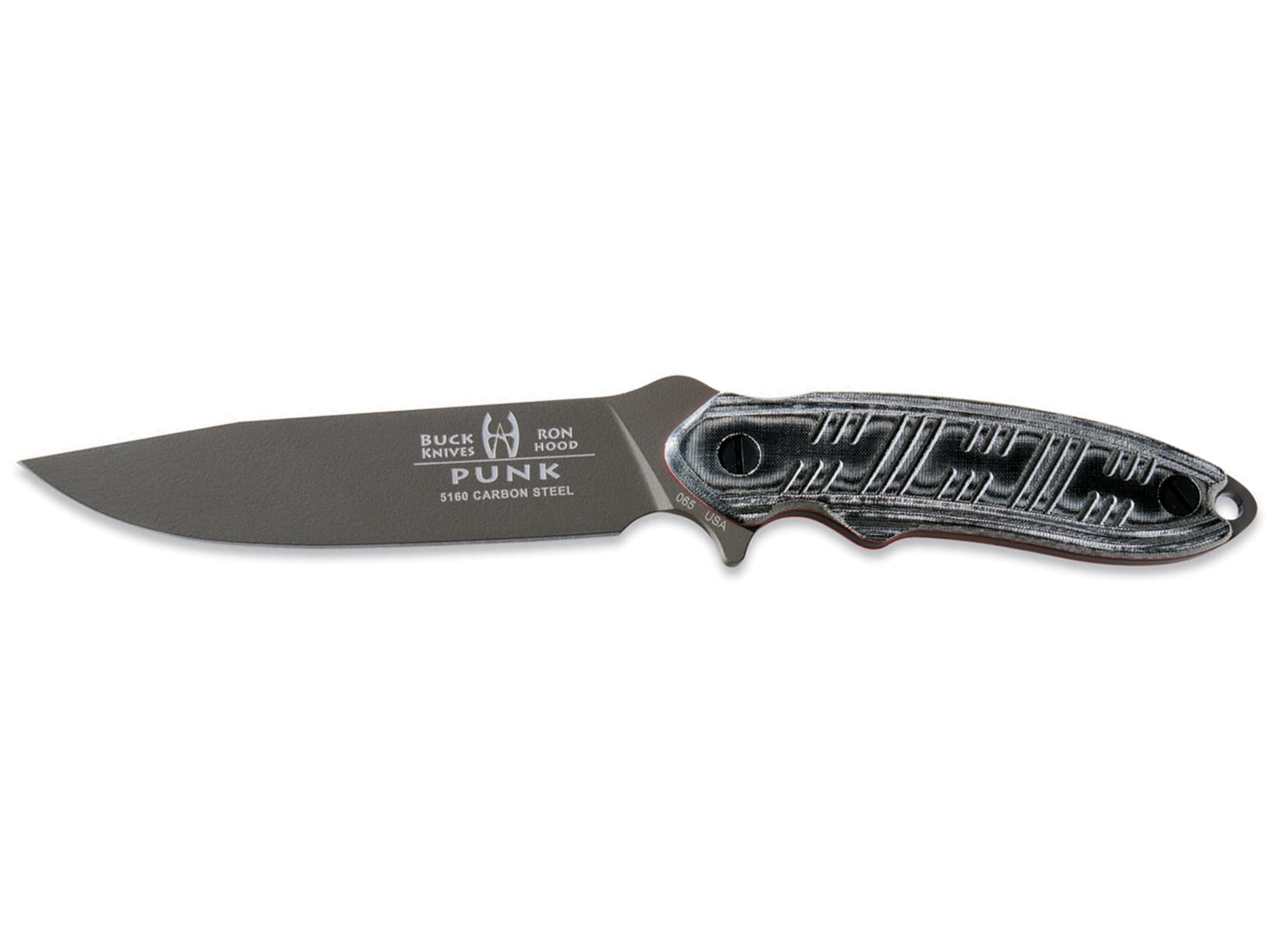 Buck Hood Punk Fixed Blade Knife 5.625 5160 Carbon Steel Blade Black
