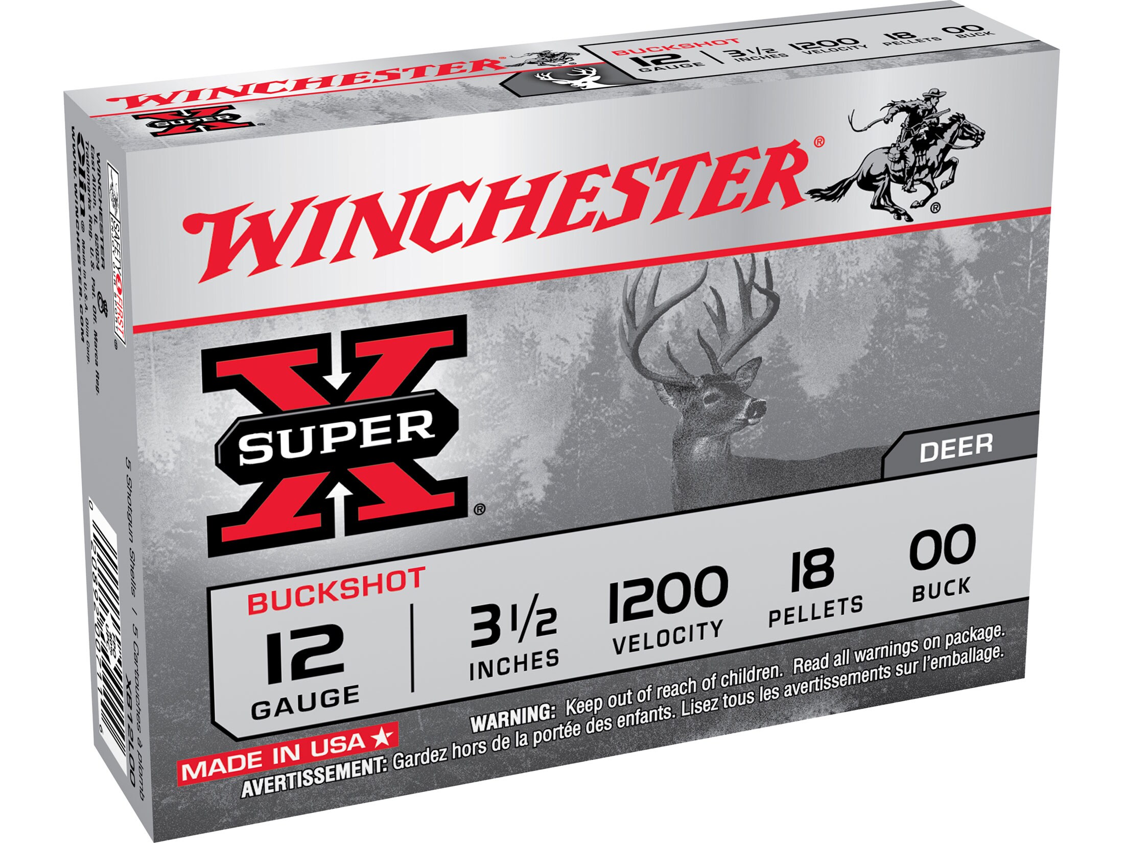 Winchester Super X 12 Ga Ammo 3 1 2 00 Buckshot 18 Pellets Box Of 5