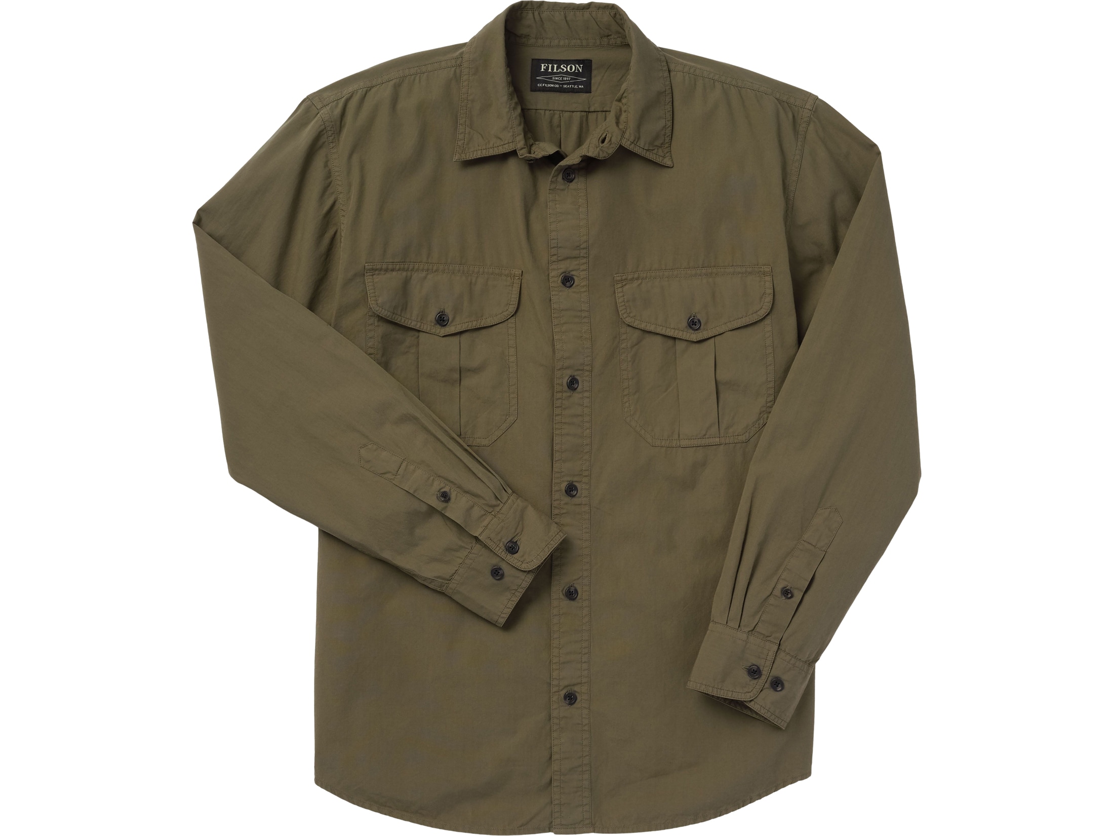 Filson Men's Washed Feather Cloth Shirt River Rock Faded Red Large