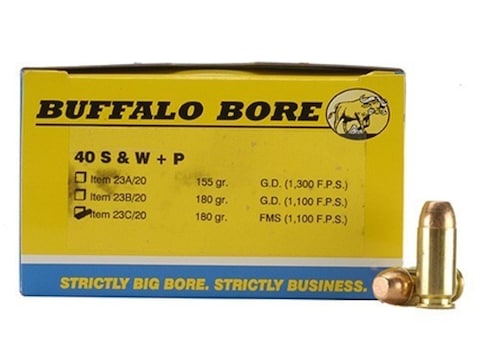 Buffalo Bore Ammo 40 S&W +P 180 Grain Full Metal Jacket Box of 20