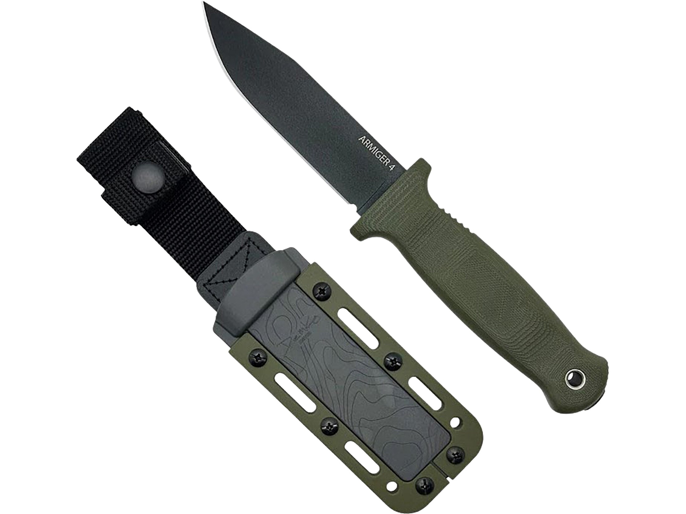 Demko Knives Armiger 4 Fixed Blade Knife 4 Clip Point 80CrV2 Black