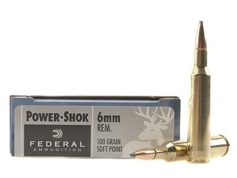 Federal Power-Shok Ammo 6mm Remington 100 Grain Soft Point Box of 20