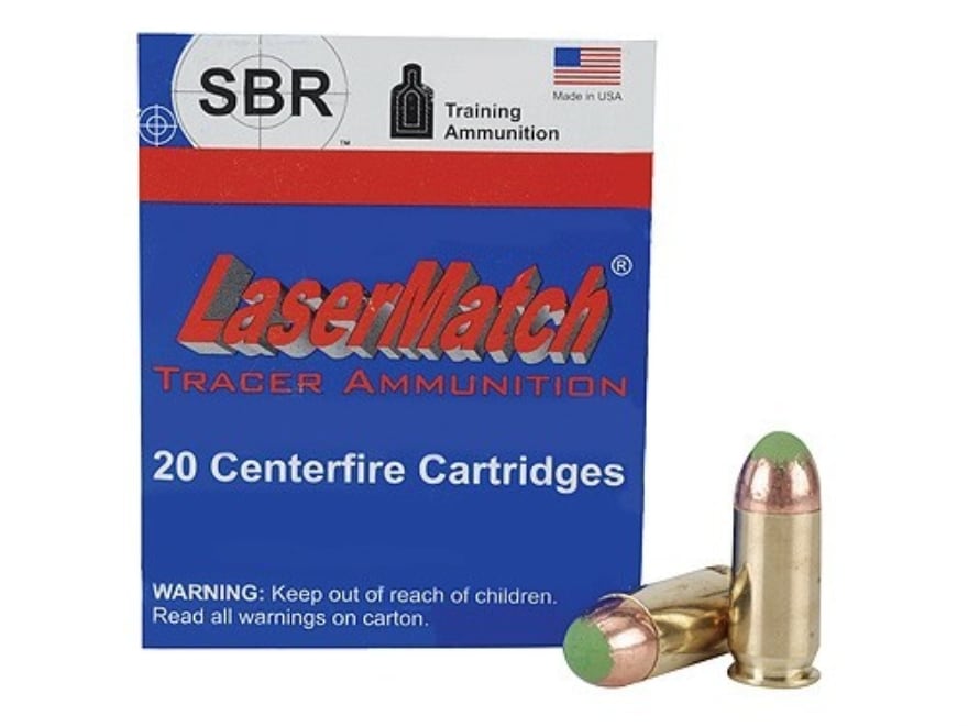 SBR LaserMatch Tracer Ammo 45 ACP 230 Grain Full Metal Jacket SRVT Box