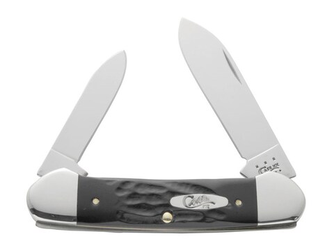 Case Canoe Folding Knife 2-Blade SS Blades Rough Black Synthetic