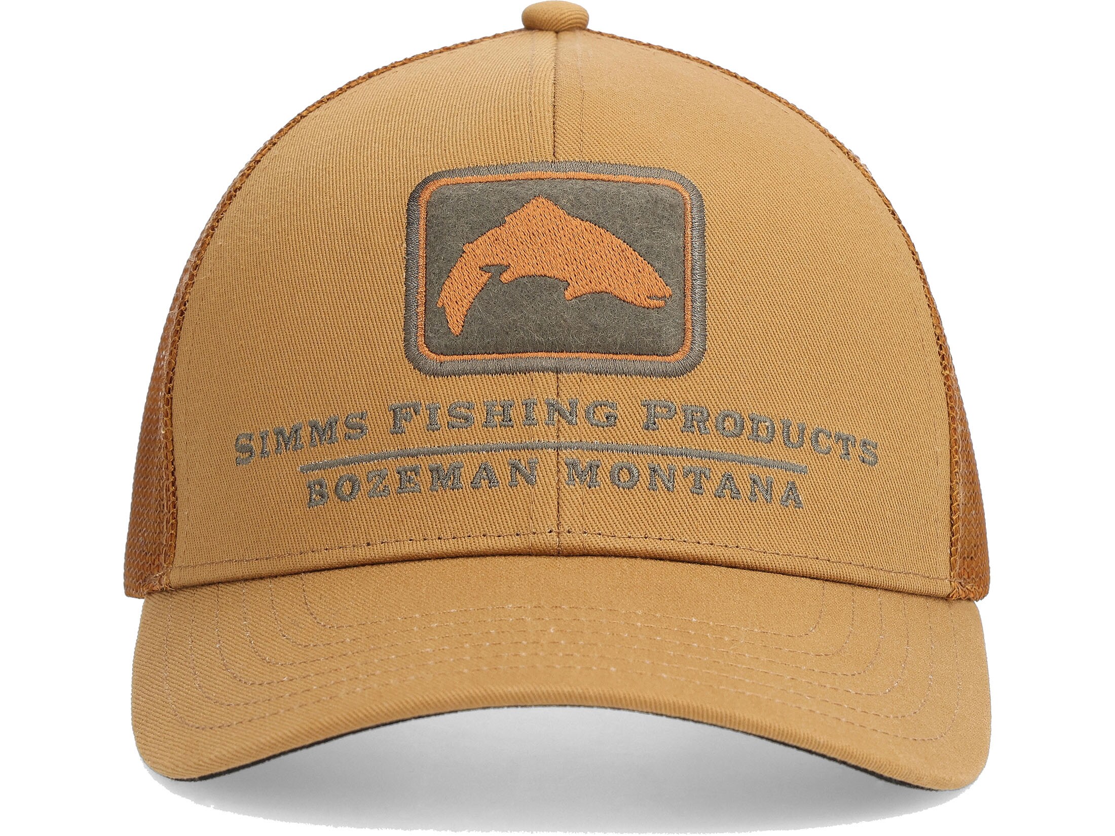 Simms Mens Double Haul Icon Trucker Hat Chestnut