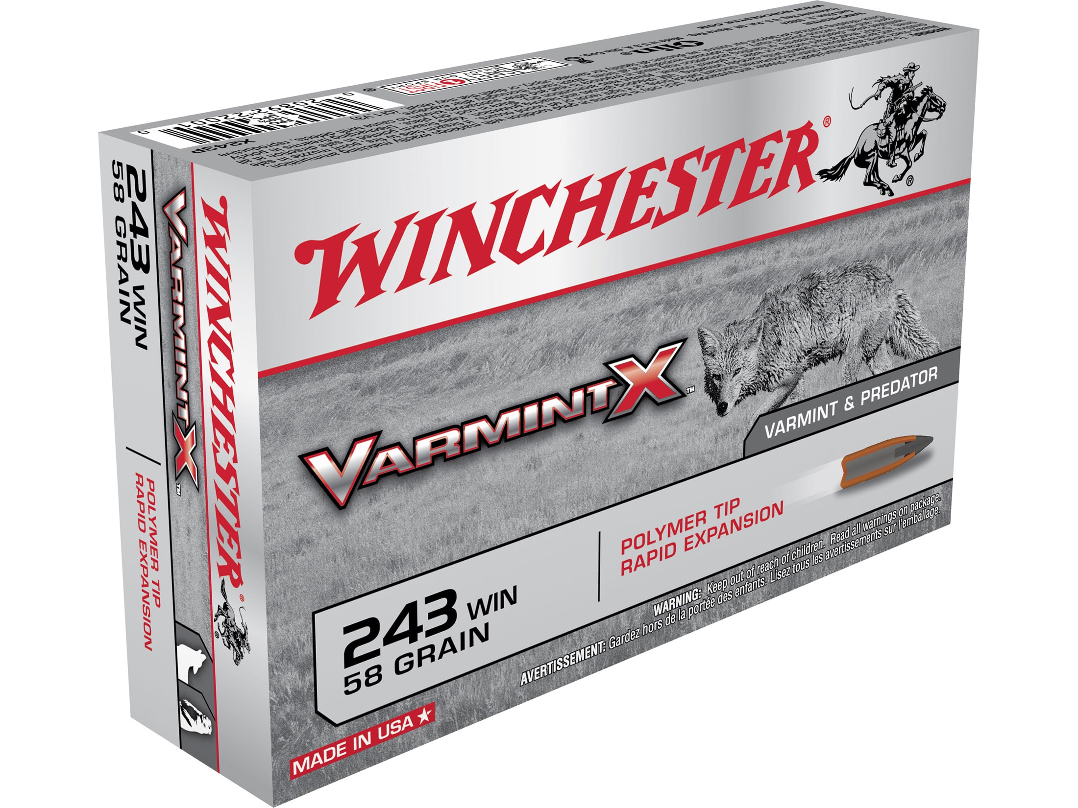 Winchester Vamint X 243 Winchester Ammo 58 Grain Polymer Tip Box of 20