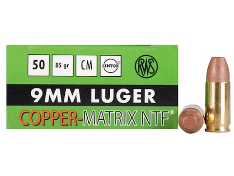 RWS Copper-Matrix NTF Ammo 9mm Luger 85 Grain Non-Toxic Frangible