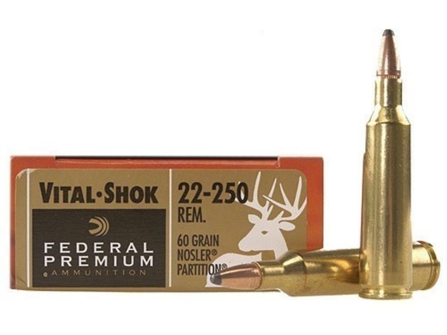 Federal Premium Factory Second Vital-Shok 22-250 Remington Ammo 60