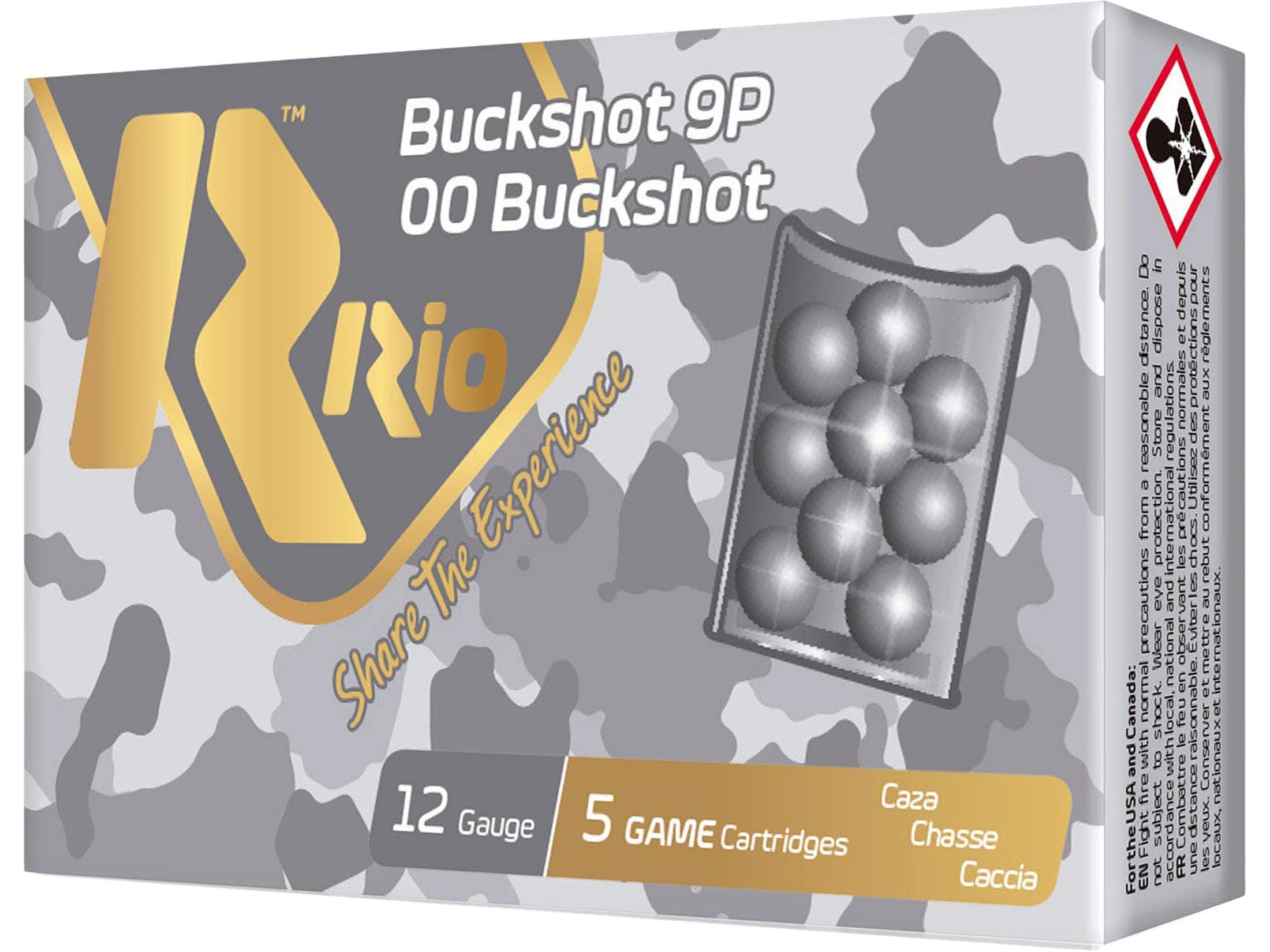 Rio Royal Buck 12 Ga Ammo 2-3/4 #4 Buckshot 27 Pellets Box of 25