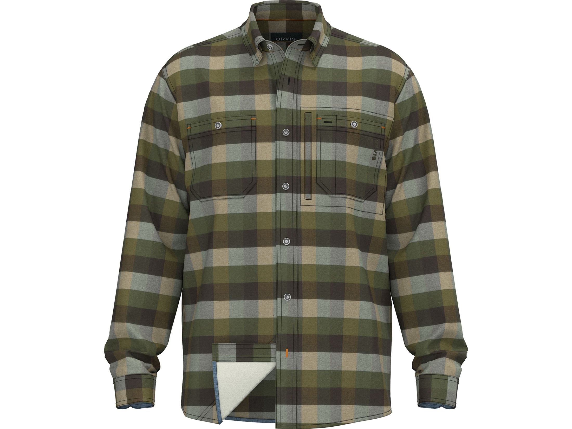 Orvis Men's Flat Creek Tech Flannel Shirt Tarragon/Moss Large