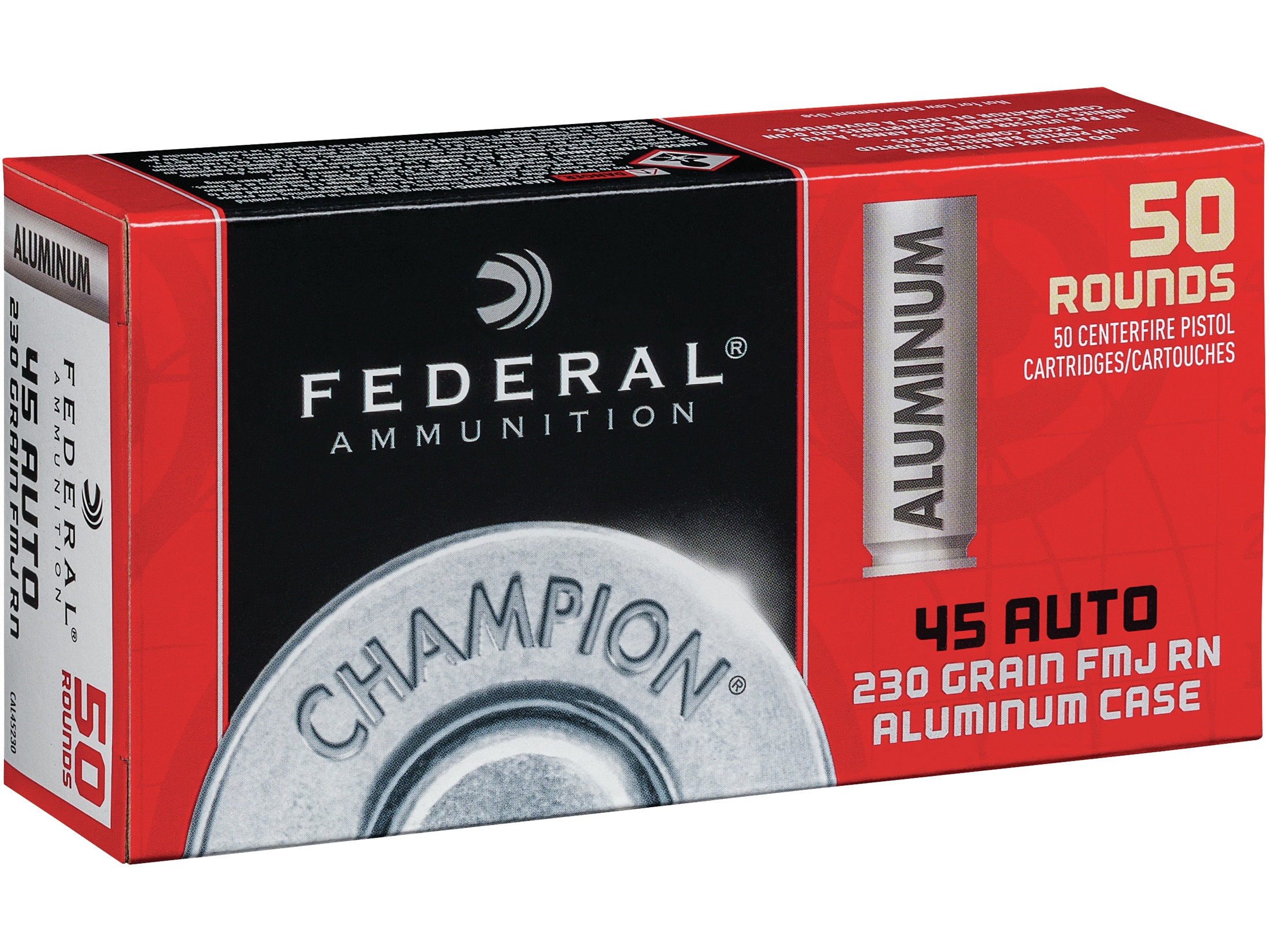Federal Champion 45 ACP Ammo 230 Grain Full Metal Jacket Aluminum Case