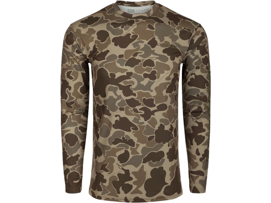 Drake Men's Performance Crew Print Long Sleeve Shirt Old School Timber