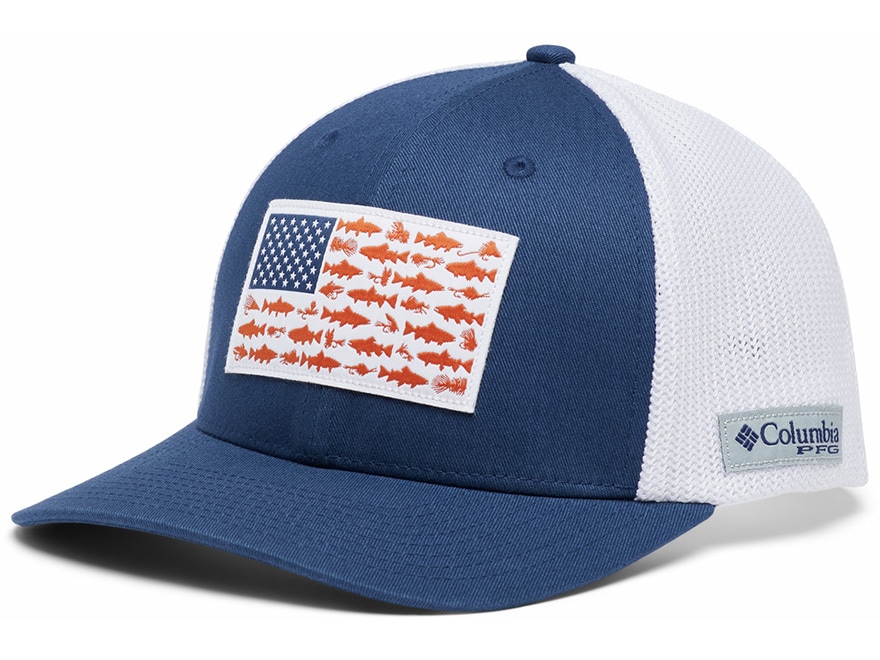 Columbia PFG Fish Flag Mesh Ball Cap Carbon/Trout Flag Large/XL