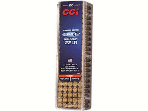 CCI Clean-22 Ammo 22 Long Rifle Subsonic 40 Grain Blue Polymer Coated