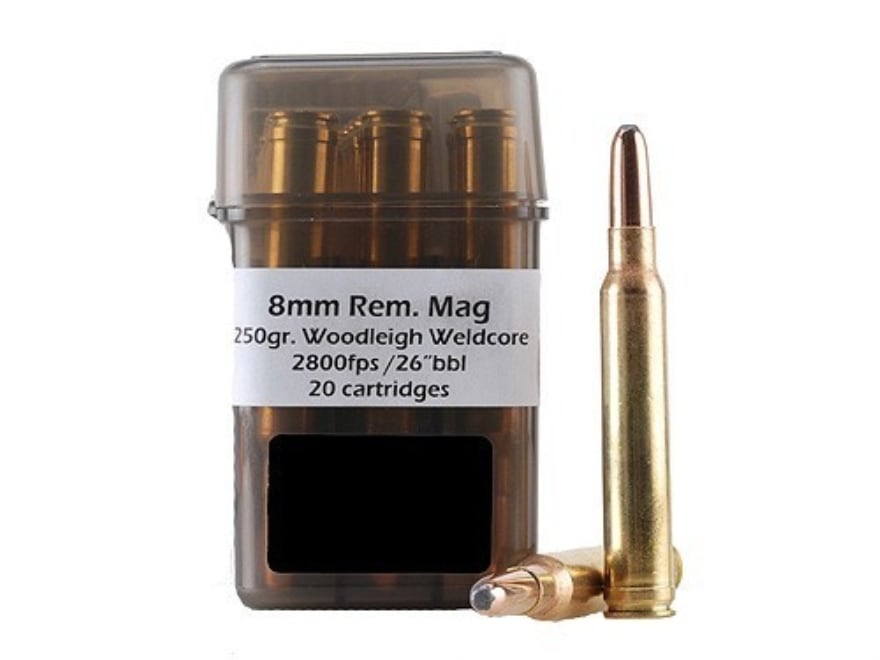 Doubletap Ammo 8mm Remington Mag 250 Grain Woodleigh Weldcore Box of