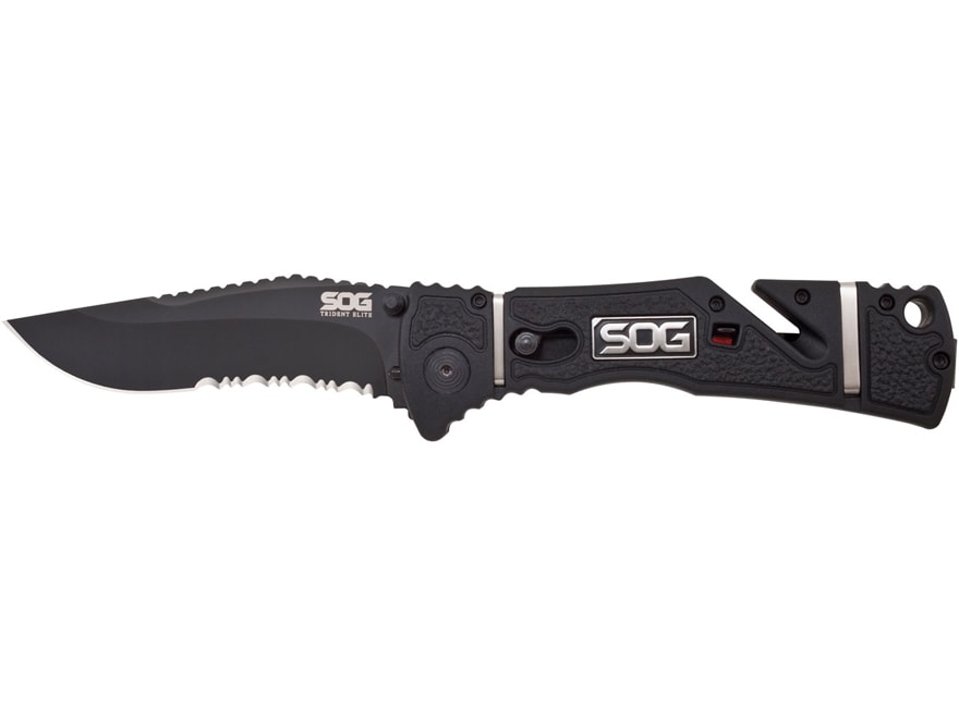 SOG Trident Elite Folding Knife 3.7 Partially Serrated Clip Point