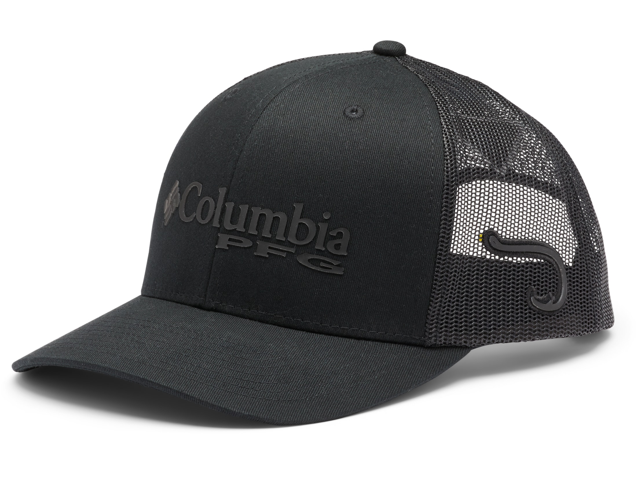 Columbia Mens PFG Logo Mesh Snap Back Hat Black