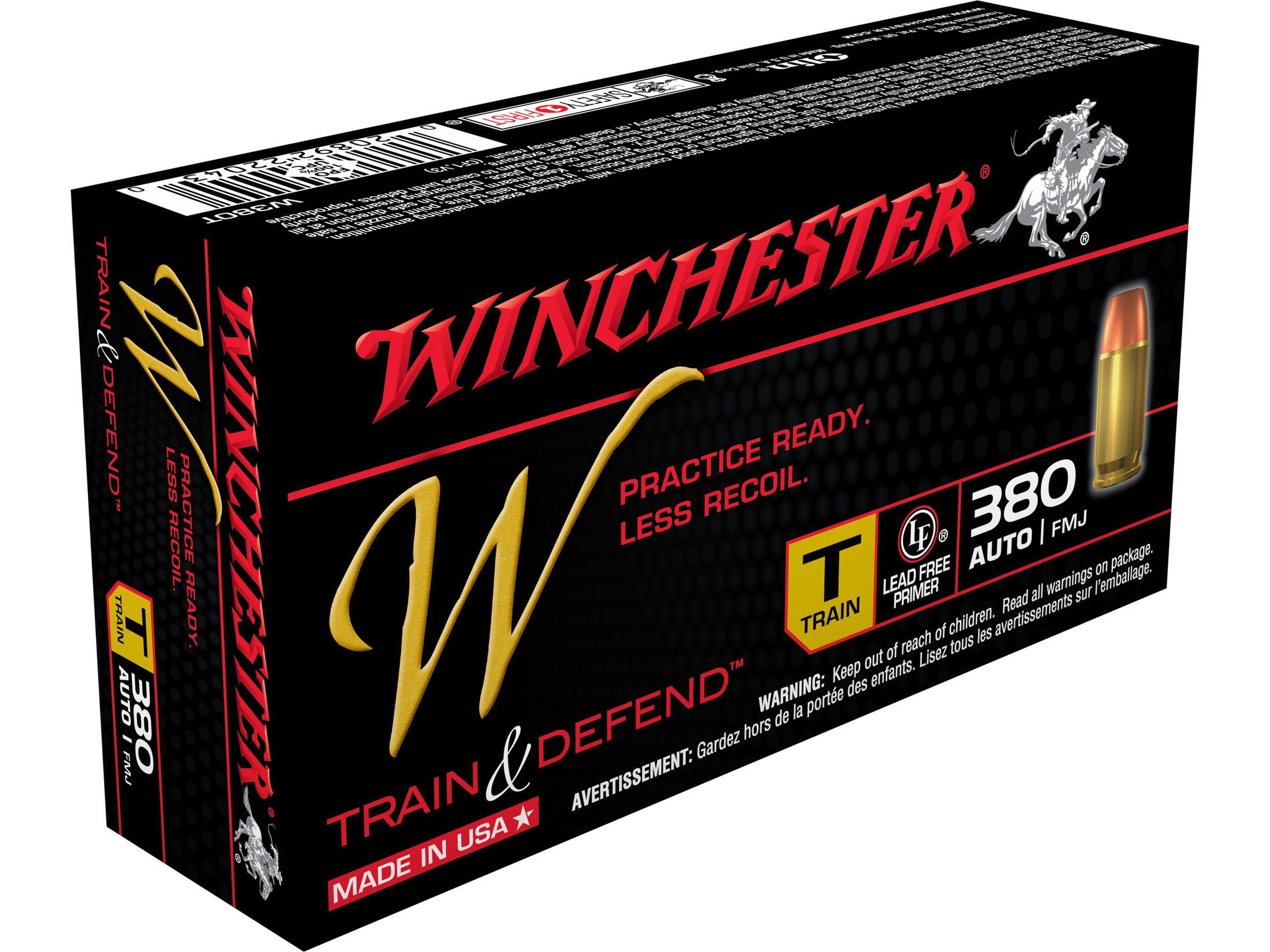 Winchester W Train Reduced Recoil 380 ACP Ammo 95 Grain Full Metal