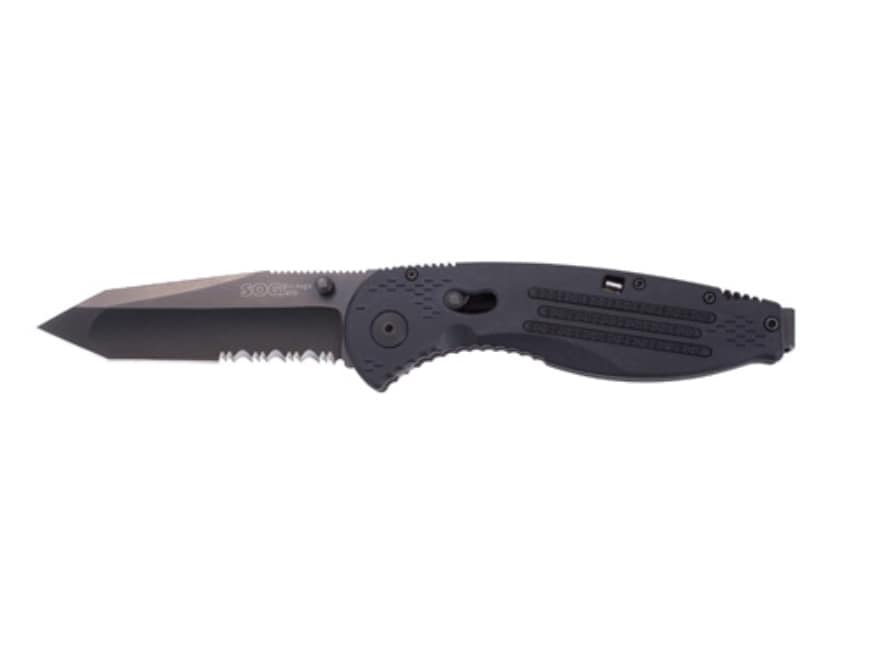 SOG Aegis Mini Folding Pocket Knife 3 Partially Serrated Tanto Point