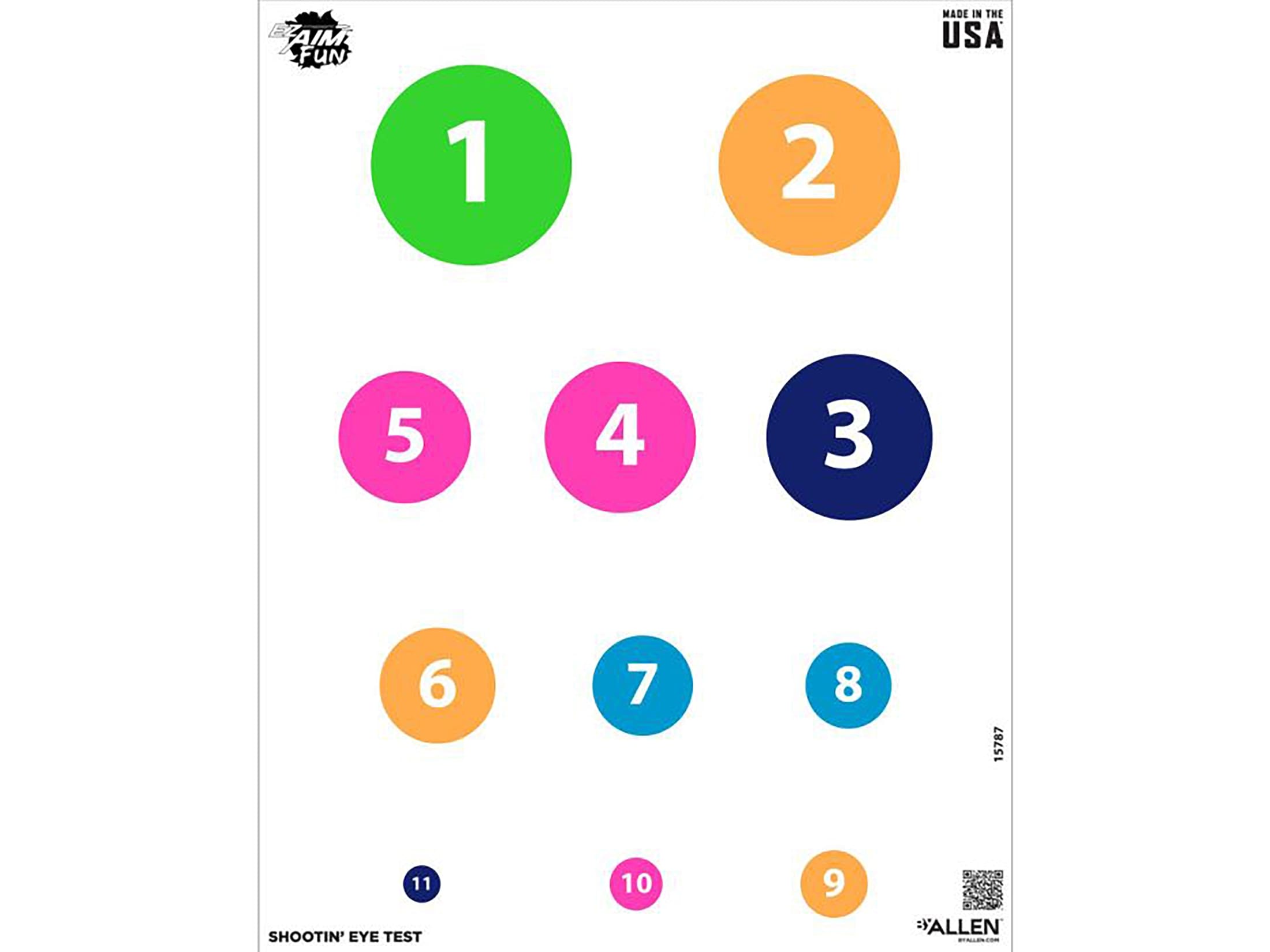 Allen EZ Aim Fun Shootin Eye Test Paper Target 4PK