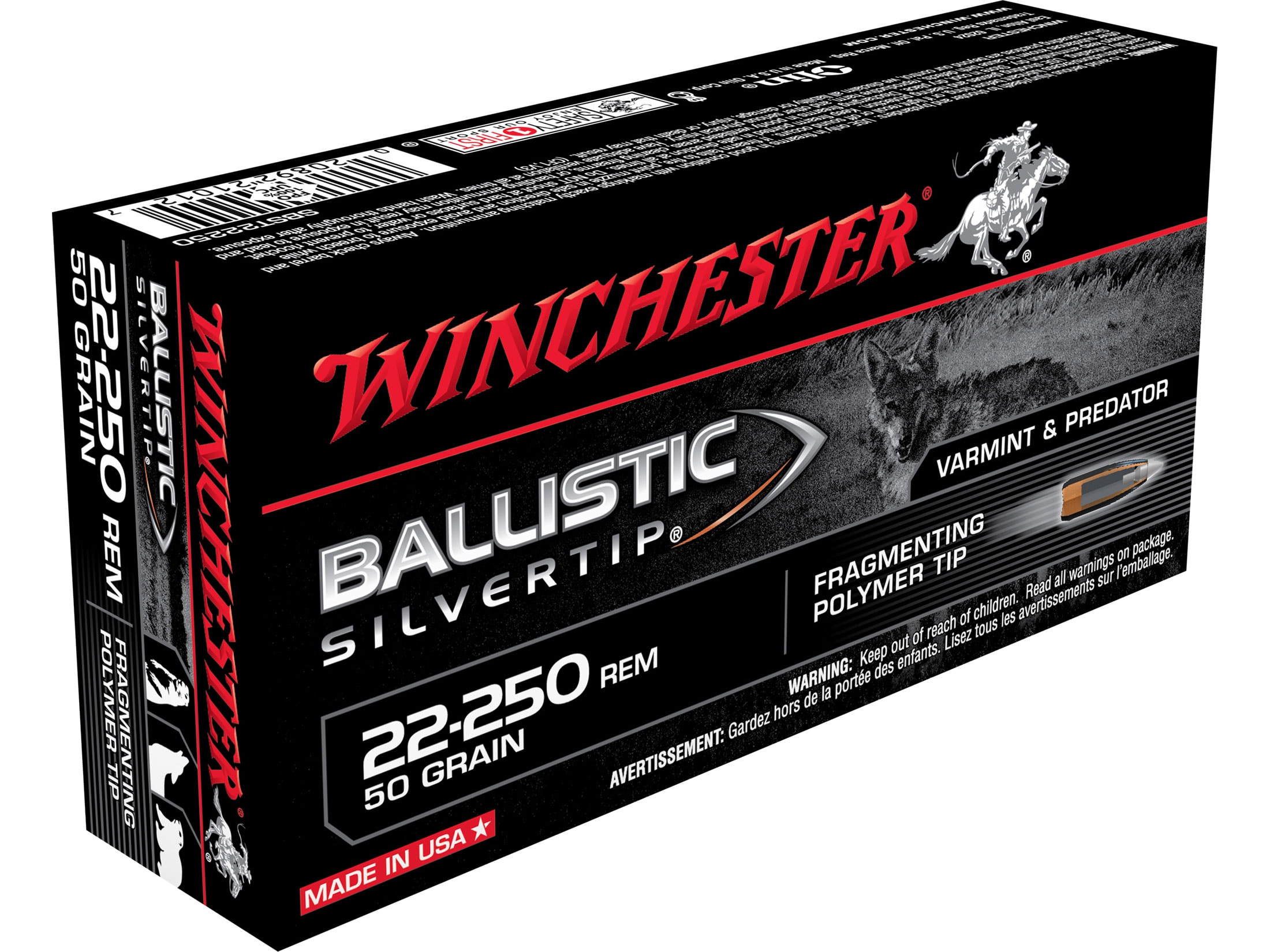 Winchester Ammo 22-250 Remington 50 Grain Ballistic Silvertip Case of