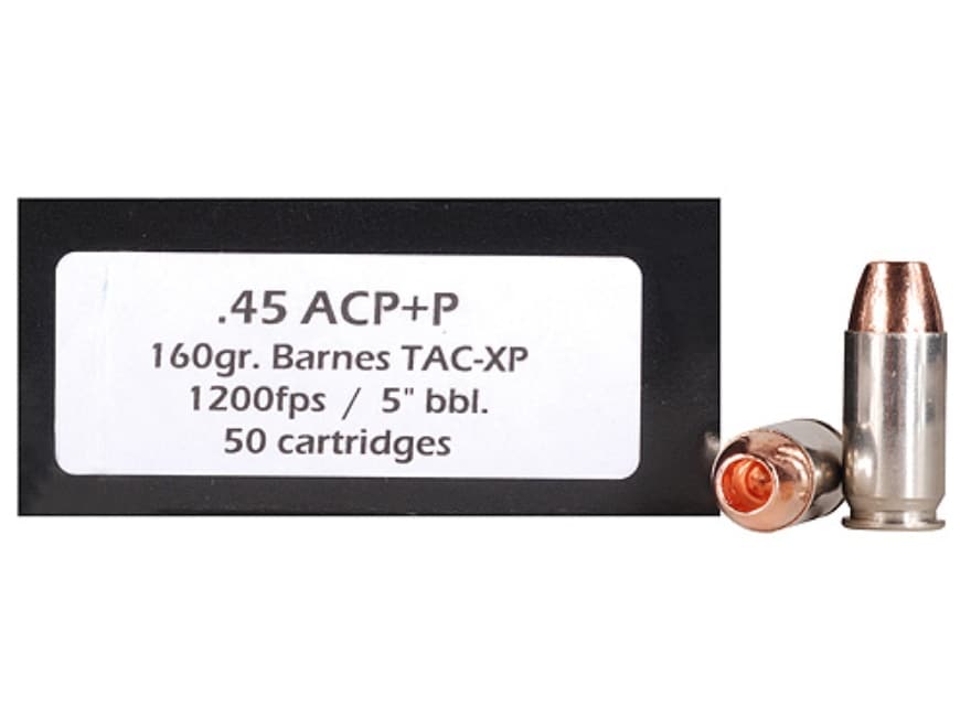 Doubletap Ammo 45 ACP+P 160 Grain Barnes TAC-XP Hollow Point Lead-Free