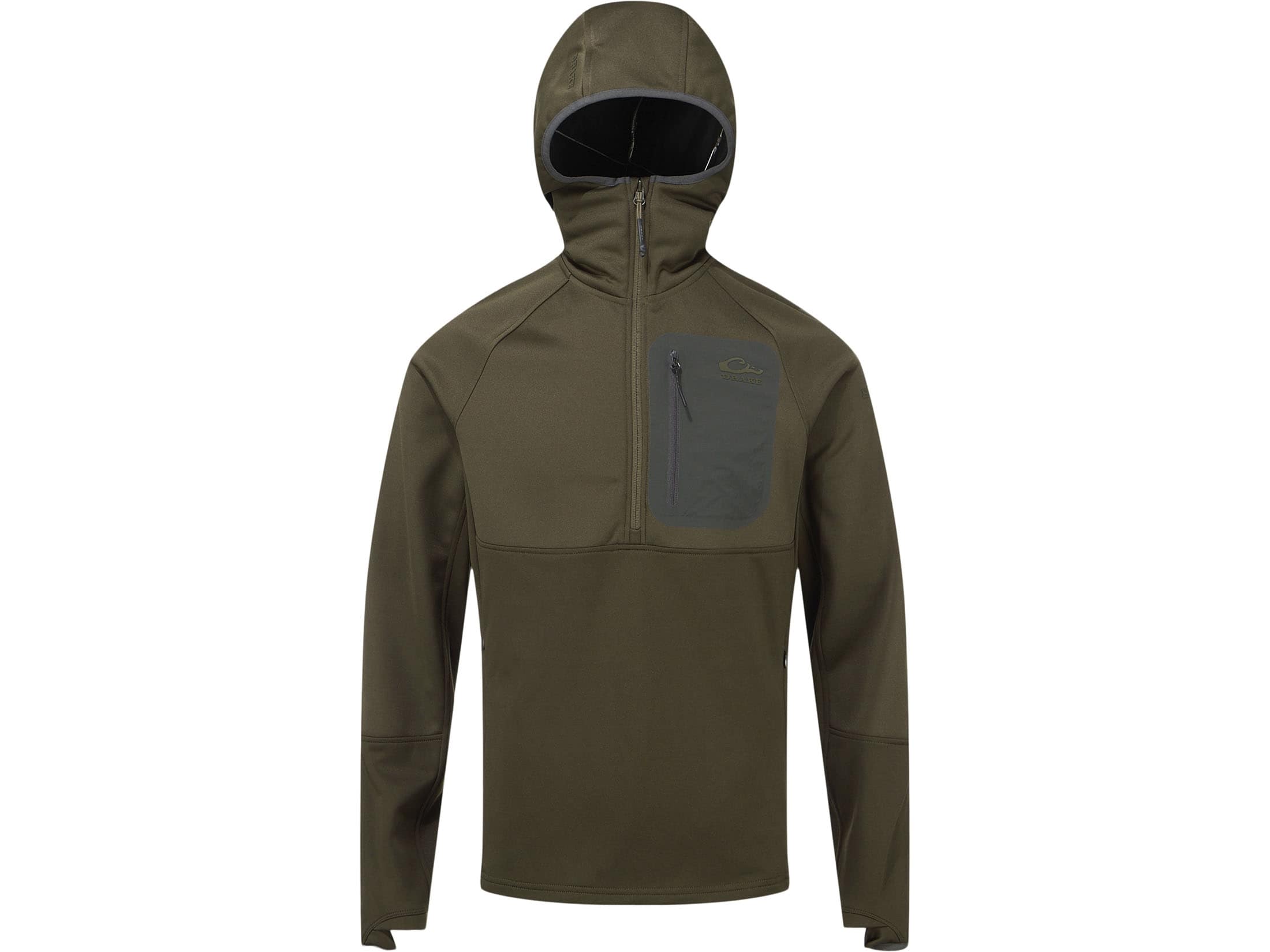 Drake Men's MST Offset 2.0 Quarter Zip Hoodie Green Timber Large